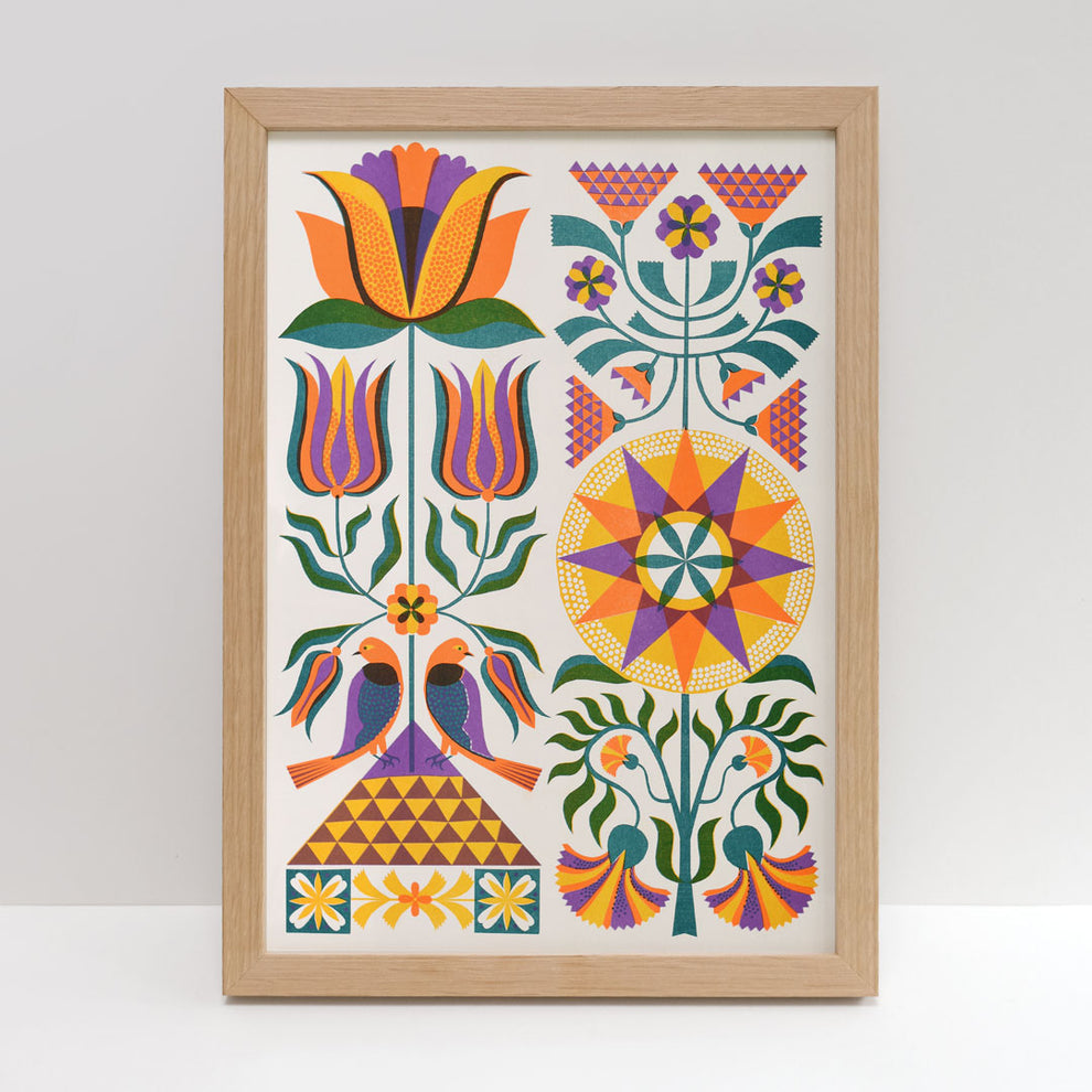Printer Johnson, Vicki Johnson | Fraktur Floral, Risograph Print, A3 – Printer Johnson Ltd